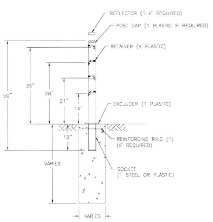 Brifen Wire Rope Safety Fence O-Post, MASH - Roadside Safety Pooled Fund
