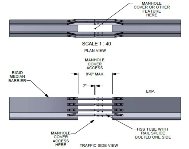 Thrie/W-Beam/Tubular Barrier Gap Rail for MASH TL-3 (610461) - Roadside ...