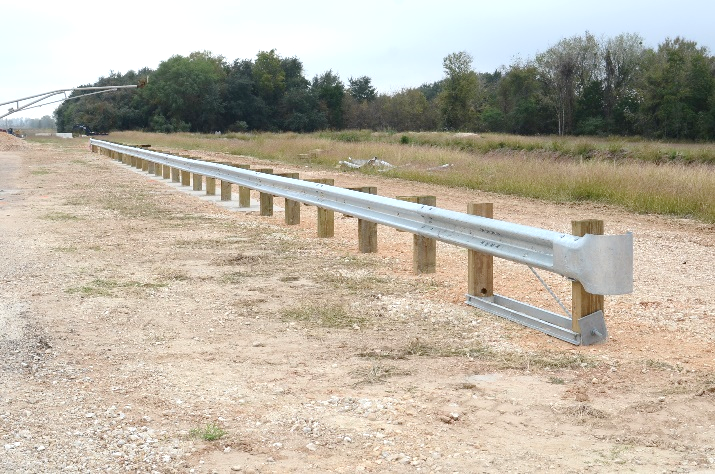 31-Inch W-Beam Guardrail With Wood and Steel Post In Concrete Mow Strip ...
