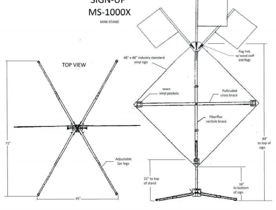 MS 1000X Sign Stand with 48”x48” Vinyl Roll-up Sign - Roadside Safety ...