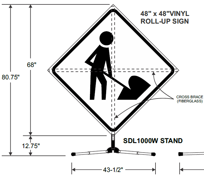 SDL 1000W with 48” x 48” Vinyl Roll-Up Sign - Roadside Safety Pooled Fund